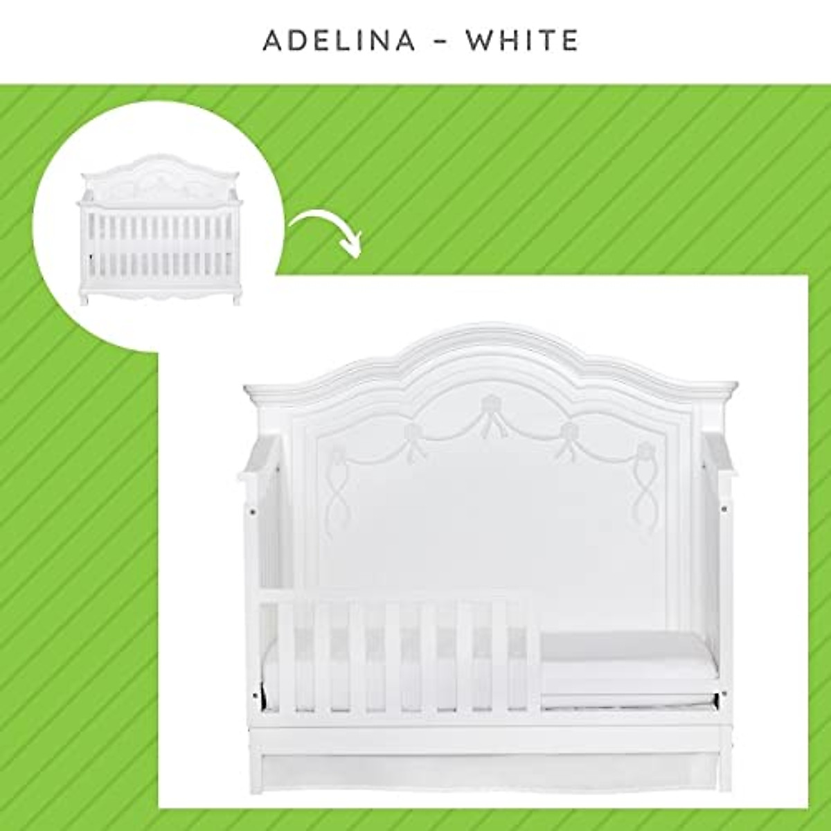 CC KITS Toddler Bed Safety Guard Rail for Baby Cache Cribs (White)