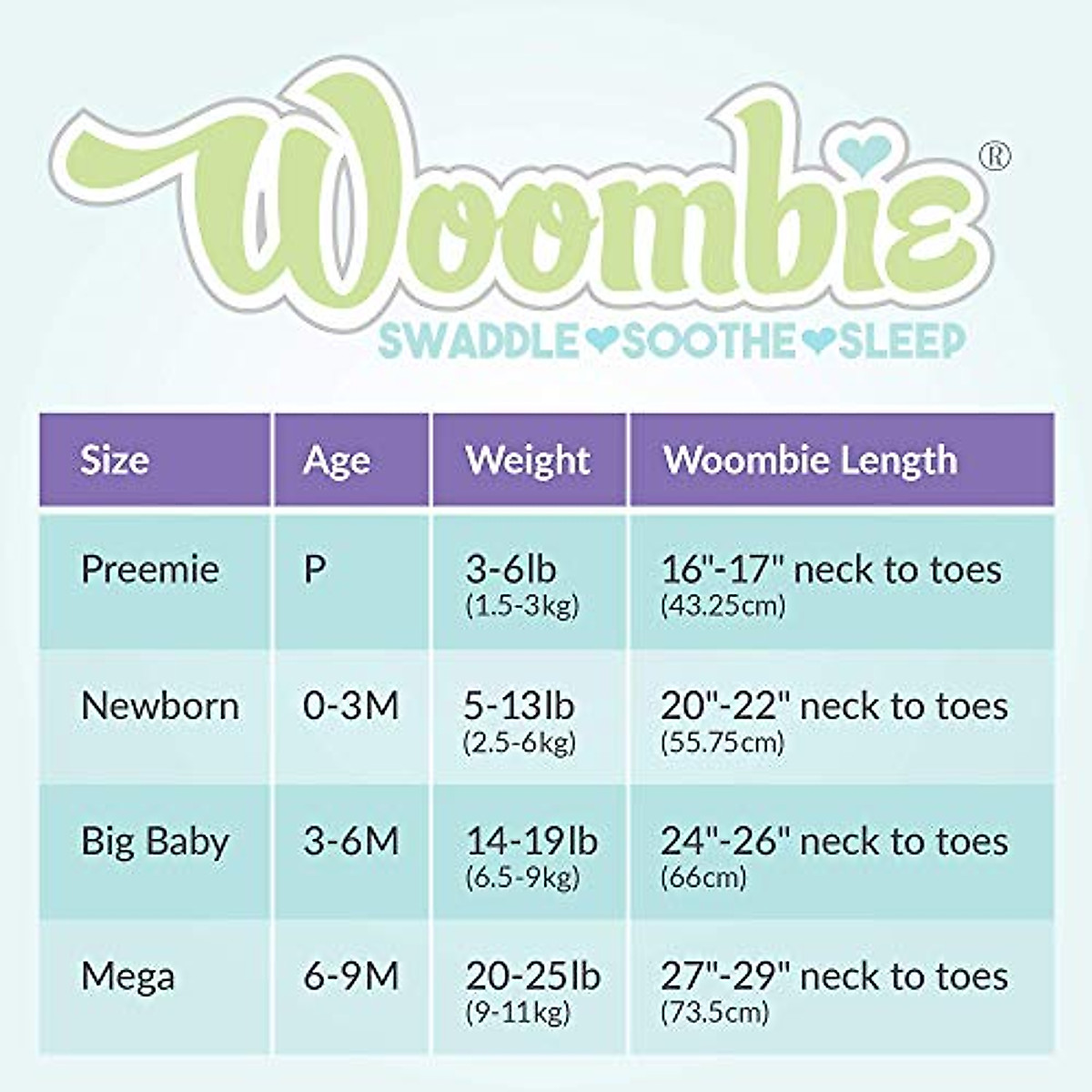 Woombie Simply Baby Swaddling Blanket I Soothing, Cotton Baby Swaddle I Wearable Baby Blanket, Blue Moon, 0-3 Months