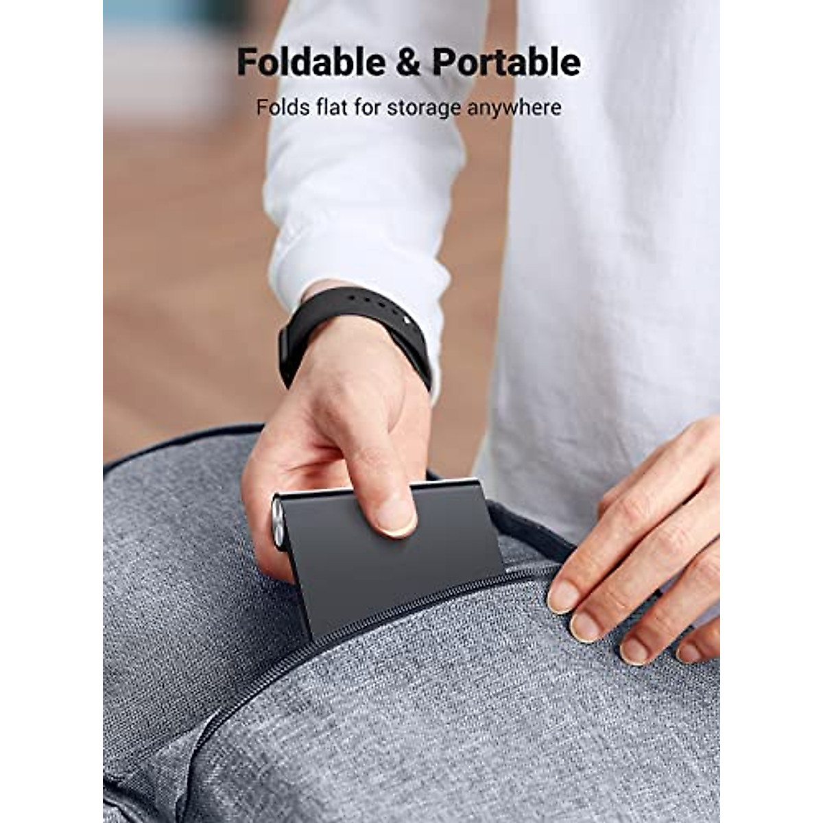 UGREEN Cell Phone Stand for Desk Phone Holder Foldable Portable Adjustable Compatible with iPhone 14 13 Pro Max, iPhone 12 11 Plus SE XS XR 8 7, Office Desk Travel Accessories, Black