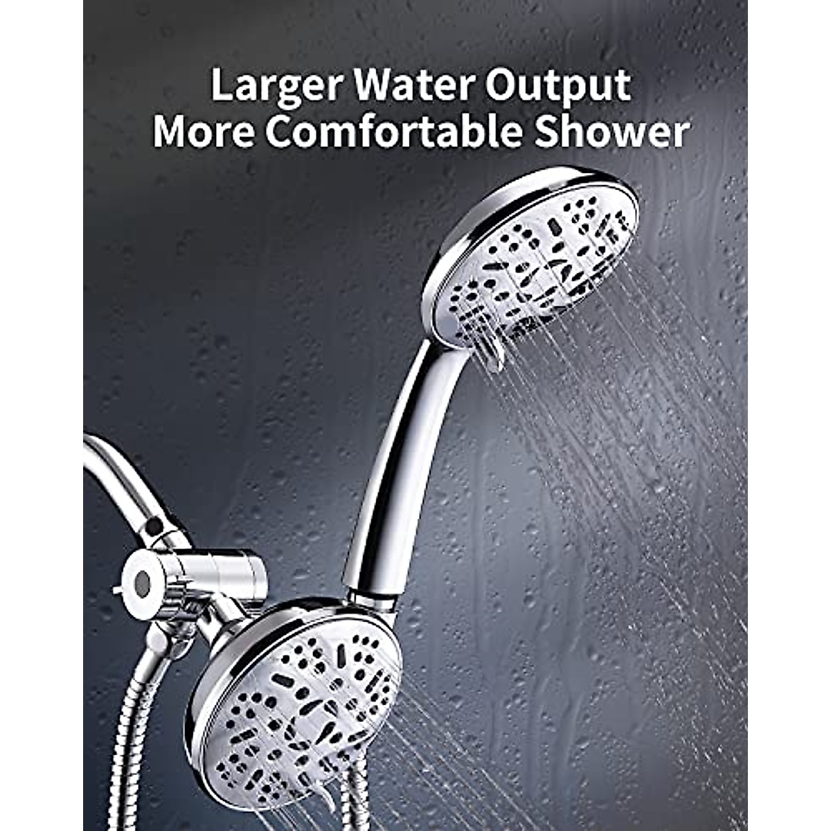 Ezelia High Pressure Shower Head Combo, 9 Settings Handheld Shower Head & Rainfall Showerhead, Premium 2-in-1 Dual Shower System with smooth 3-Way Water Diverter, Bathtub Systems,1.75GPM