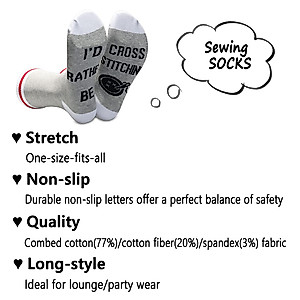 G2TUP 2 Pairs I’d Rather Be Cross Stitching Socks Cross-Stitch Lover Gift Cross-Stitch Project Bag Sewing Lover Socks Needle Worker Gift (I’d Rather Be Cross Stitching)