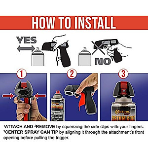Instant Aerosol Trigger Handle (Pack of 2), Instantly Converts Spray Cans into Spray Guns - Full Hand Grip, Reusable, Easy to Clip-On & Off - Universal Fit, Use on Spray Paint, Adhesives, Lubricants