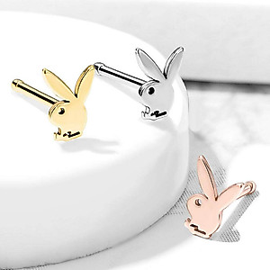 Playboy Bunny Top 316L Surgical Steel Nose Bone Stud Rings (Steel)