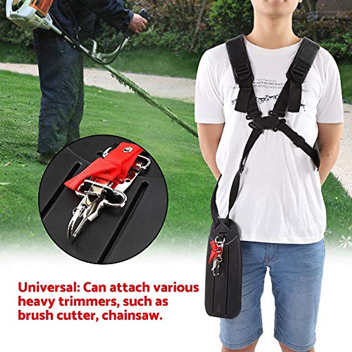 ZPSHYD Trimmer Double Shoulder Strap, L-Shaped Nylon Belt Lawn Mower Padded Strap Harness for Brush Cutter Garden