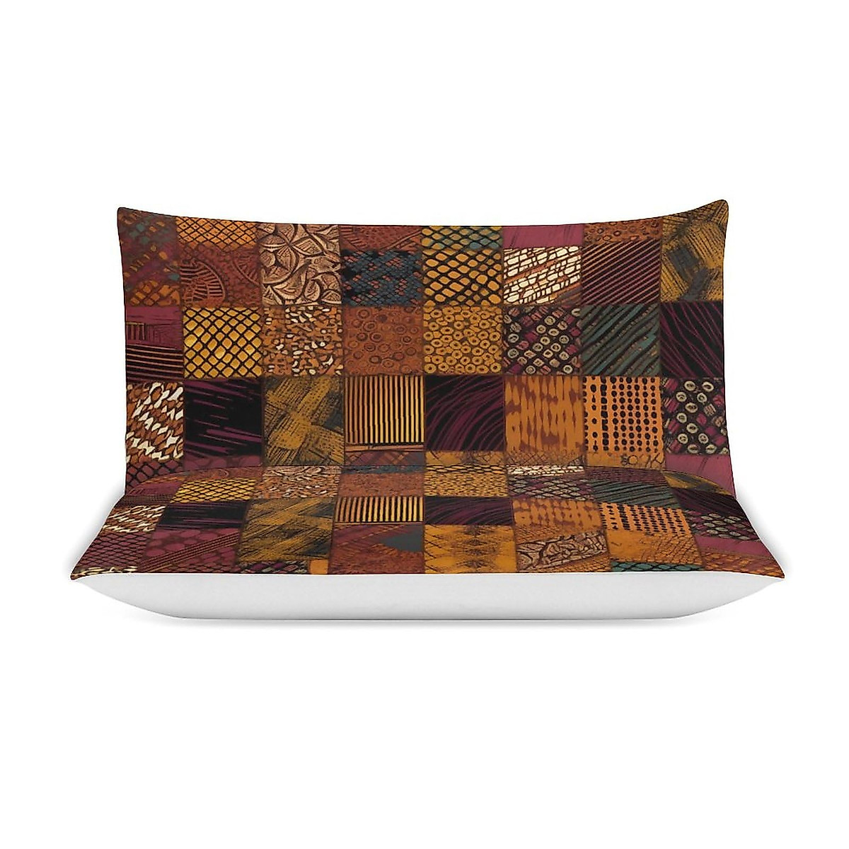 HotcoS African Style Patchwork Comforter Set Queen 3 Pieces Bedding Set Lightweight Soft Bedding Comforter Sets for All Season with 1 Duvet Cover 90"x90" 2 Pillow Shams 30'' X 20''