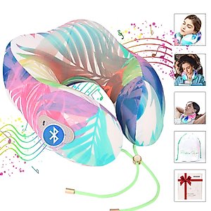 X-Star Bluetooth Music Neck Pillow for Sleeping,360° Support Memory Foam 2in1 Travel Neck Pillow Speaker with Crystal Clear Stereo Cradle Sound, Rich Bass, Wireless Camping,for Home,Party,Gaming
