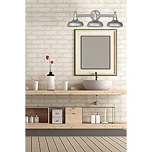 Design House 520312 Kimball Industrial Farmhouse 3-Light Indoor Bathroom Vanity Light with Metal Shades for Over the Mirror, Galvanized Paint