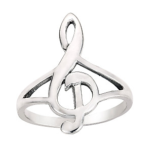CloseoutWarehouse 925 Sterling Silver Soul Harmony Music Note Ring Size 11