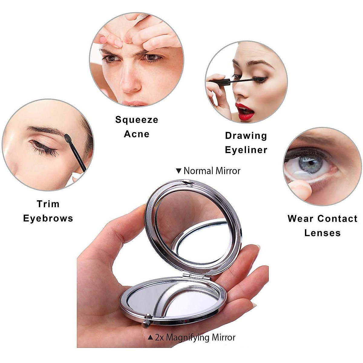 Compact Crystal Pocket Makeup Mirrors,Letter ABCD Mirrors Set Include 1 Letter Mirror 1 Letter Love Knot Bracelets for Bachelorette Party Bridesmaid Proposal Gifts ,Wedding Party Gifts. (Champagne C)