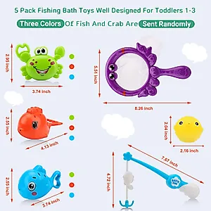 Baby Bath Toys for Toddler 1-3: Mold Free Bathtube Toys for Toddlers Kids Infant Age 1 2 3 Year Old Girl Boy| Bath Toys Fishing Games Floating Squirt Water Toys for Bathtime