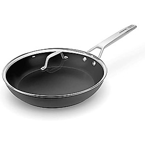MsMk 12 inch Large Nonstick Frying Pan with Lid, Carbonize also Nonstick, PFOA Free Non-Toxic, Stay-Cool Handle, Scratch-resistant, Induction Skillet for Induction, Ceramic and Gas Cooktops