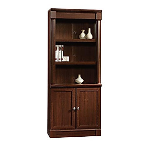 Sauder Palladia Library with Doors, Select Cherry Finish & Select Collection 5-Shelf Bookcase, Select Cherry Finish