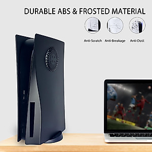 Faceplate for PS5 with Cooling Vent Face Plate Console Cover for Disc Edition DOBEWINGDELOU Replacement Side Plate Shell Accessories Hard Shockproof Anti-Scratch Dustproof ABS Case Black