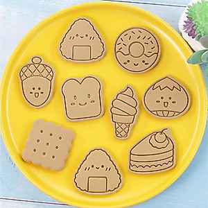 8 Pieces Cute Icecream Cookie Moulds For Baking Cookie Press Donut Cookie Mould Set Kitchen Tools Plastic Cookie Stamps (Donut)