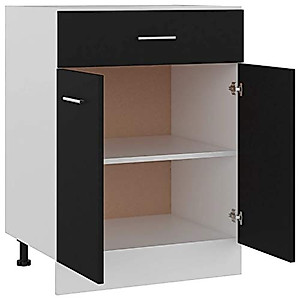 Aisifx Drawer Bottom Cabinet Black 23.6"x18.1"x32.1" Engineered Wood