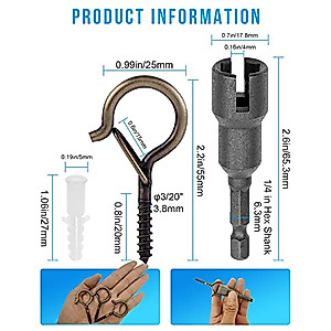 EVISTTER 20 Pack Q Hanger Hooks for Outdoor String Lights Hooks,Christmas Lights Hanger Hooks Rust-Resistant for Outdoor Decoration Hanging(2.2In,Bronze)