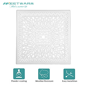 MEETWARM 5-Piece Outdoor Patio Dining Set, All-Weather Cast Aluminum Patio Conversation Set for Backyard Garden Deck with 4 Chairs, 4 Cushions and 35.4" Square Table with Umbrella Hole, White