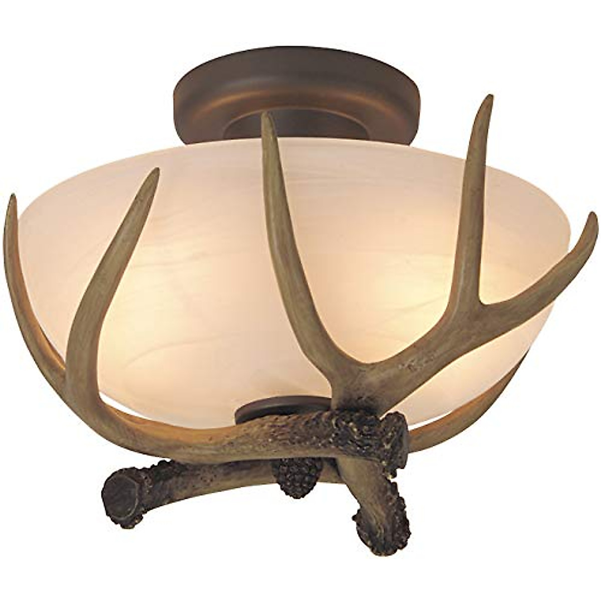 Craftmade X1611-EB Antler Alabaster Glass Semi Flush Mount Fixture Ceiling Lighting, 2-Light 120 Watts (9" H x 12" W), European Bronze