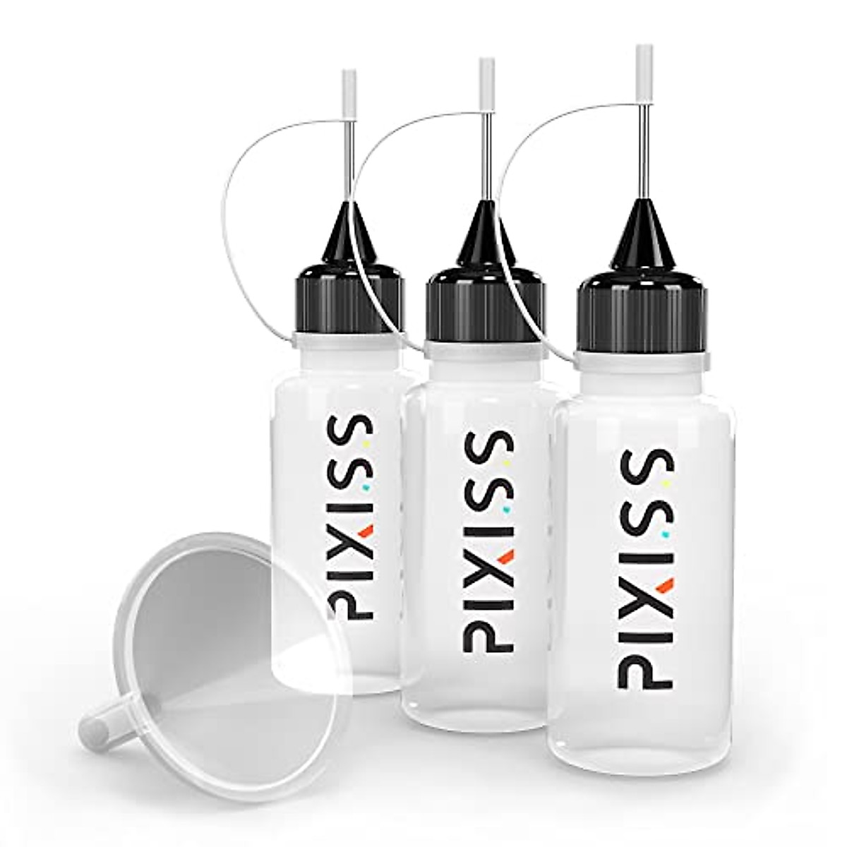 Silver Alcohol Ink for Resin - Metallic Alcohol Ink Silver Color 4-Ounce for Epoxy Resin, Tumblers, Resin Art, Alcohol Ink Paper, Silver Pigment Ink, 3 Pixiss Needle Tip Applicator Bottles and Funnel