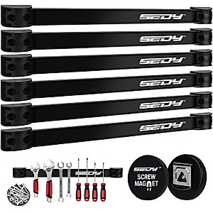 Magnetic Tool Holder Storage Organizer: 7-Piece Garage Wall Mount Rack Organization Strip Power Magnet Organizers Mounted Workbench Board Slatwall Van Hanger
