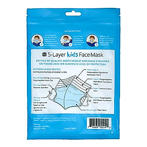 wovenx - FDA Registered, 5 Ply, Kids Face Masks 15 Pack, With Adjustable Earloops, Individually Packaged, Disposable, (Boys Masks: Dinosaur, Fishes, Camouflage)