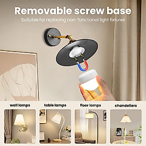 LGMCF Rechargeable Light Bulbs with Remote Control Timer and 3 Color Temperature Options,Rechargeable Wall Sconce Puck Lights Battery Operated with Remote (E26, 2)