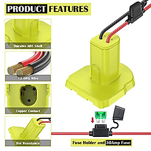 2 Packs Power Wheel Adapter for Ryobi 18V Battery Adapter Power Wheels Battery Conversion Kit with Fuses & Wire Terminals, 12AWG Wire, Power Connector for DIY Ride On Truck, RC Car Toys and Robotics