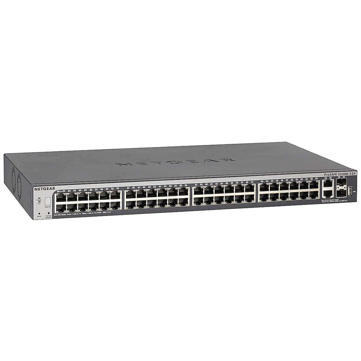 NETGEAR 52-Port Gigabit/10G Stackable Smart Switch (GS752TX) - 48x1G, Managed, with 2x10G Copper & 2x10G SFP+, Desktop or Rackmount, & Limited Protection (Renewed), Grey