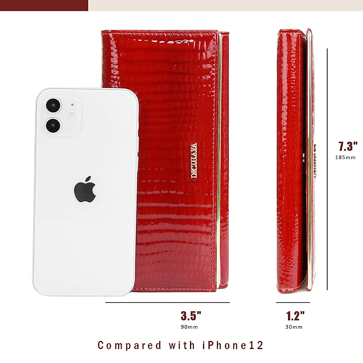 Dicihaya Wallet for Women Genuine Leather Card Holder Large Capacity Phone Checkbook Organizer Buckle Coin Purse (Red)