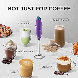 Zulay Powerful Milk Frother Handheld Foam Maker for Lattes - Whisk Drink Mixer for Coffee, Mini Foamer for Cappuccino, Frappe, Matcha, Hot Chocolate by Milk Boss (Purple/Teal)