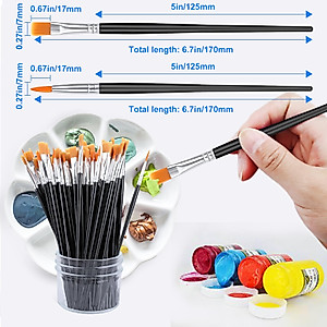 AROIC Small Paint Brushes Bulk,200 Pcs Black Nylon Hair Paint Brushes with Flat and Round Pointed Acrylic Paint Brush Kits,craft paint brushes for oil watercolor Face Artist And Kids Professional Kits