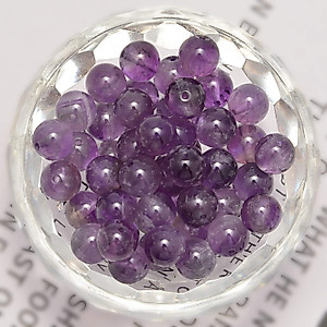 NCB 200pcs 4mm Amethyst Loose Beads for Jewelry Making, Natural Semi Precious Beads Round Smooth Gemstones Spacer Beads Charms for Necklaces Bracelets (Amethyst, 4mm 200Beads)