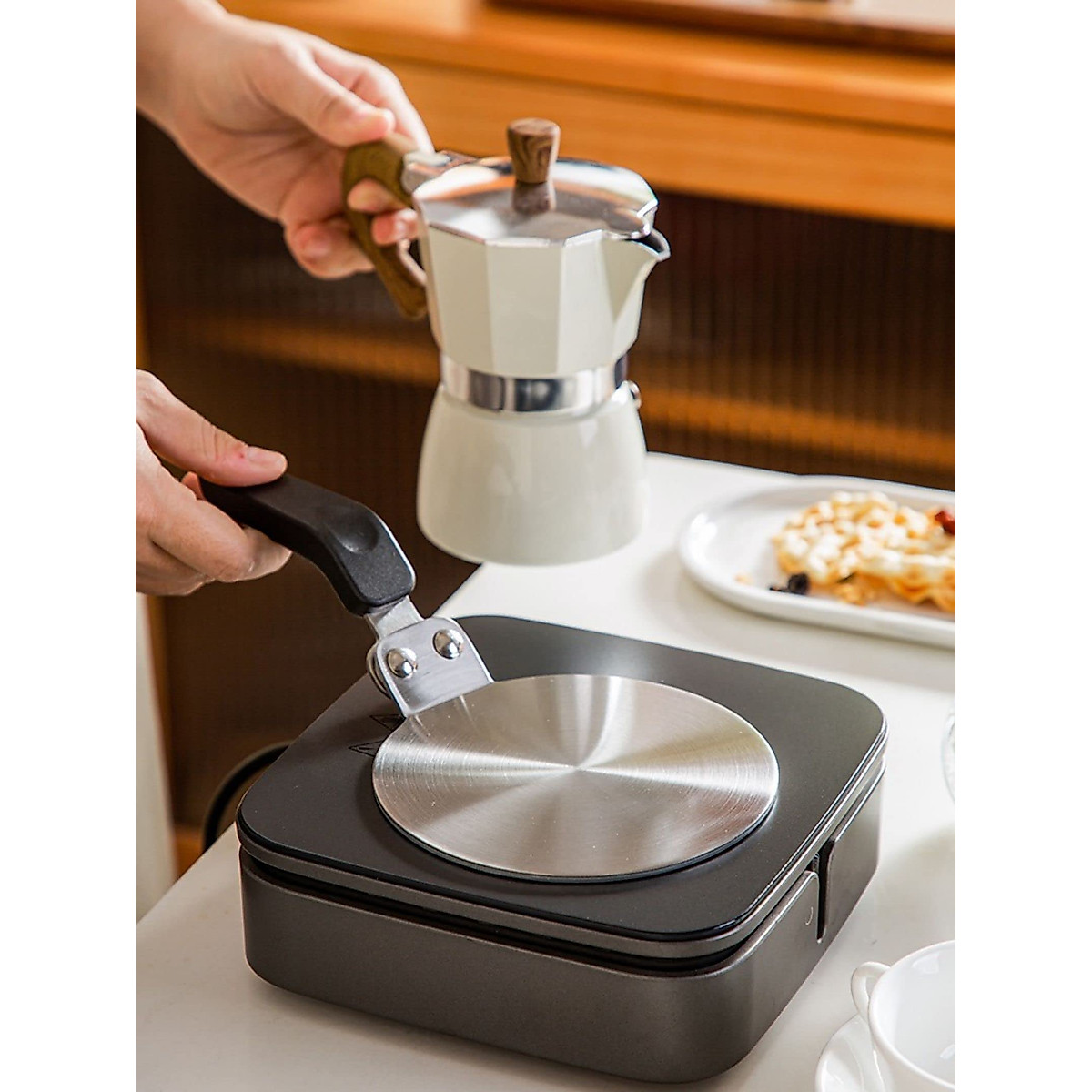 Heat Diffuser Plate for Gas Stove, Diffuser Plate Induction Cooktop Aapter Plate, Simmer Induction Converter Plate for Moka Pot Cookware Acessoriess 5inch