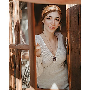 POTESSA Crystal Necklace Healing Amethyst Crystals Necklace Leather Cord Choker Chakra Gemstone Jewelry