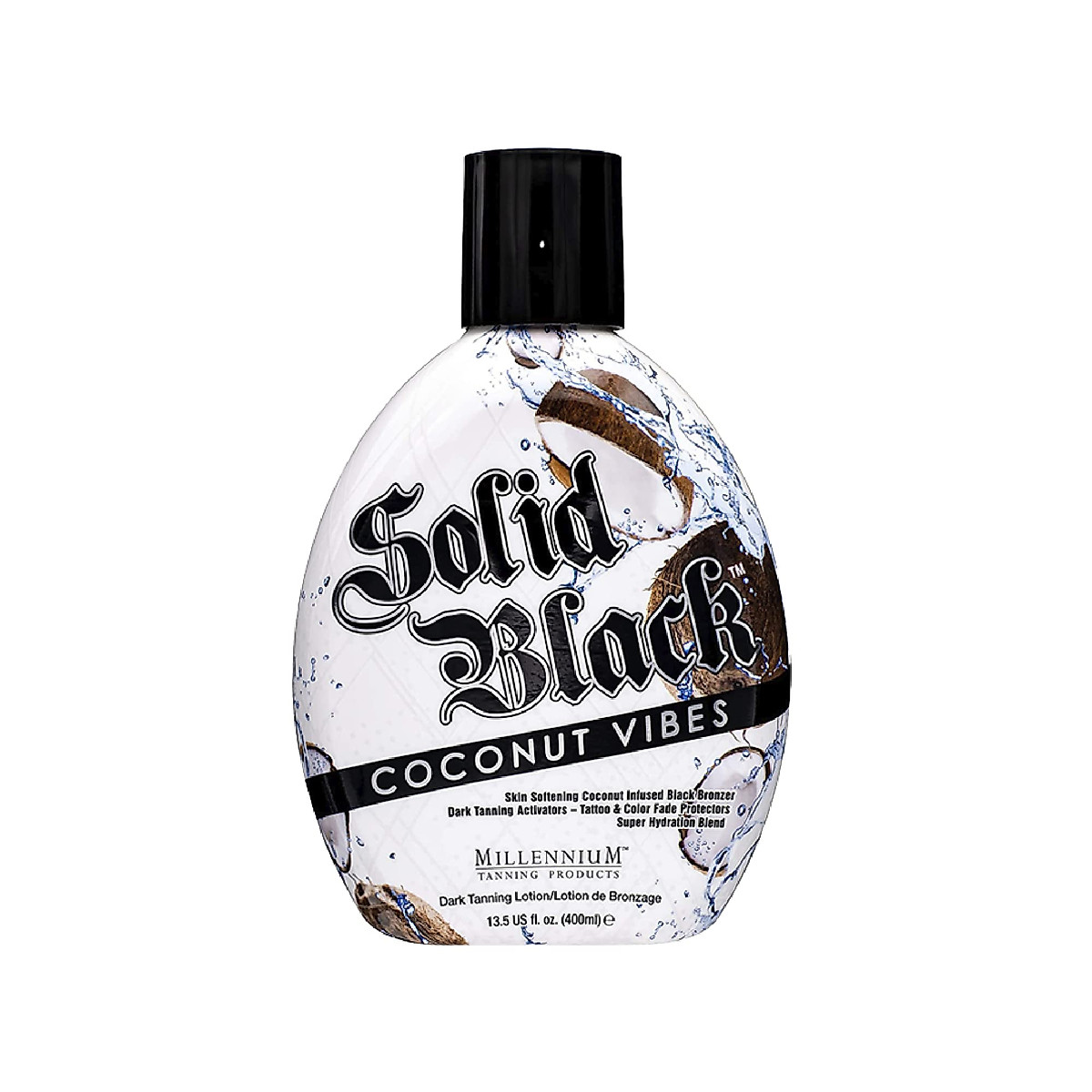 Millennium Tanning Solid Black Coconut Vibes - Indoor & Outdoor Tanning Lotion (13.5 Ounces)