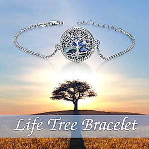 ONEFINITY Tree of Life Bracelet Sterling Silver Abalone Shell Tree of Life Bracelet Tree of Life Jewelry Gifts for Women