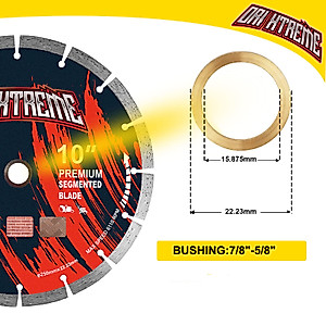 ORIXTREME 10 Inch Diamond Saw Blade 5pcs, Segmented General Purpose Blade Dry/Wet Cutting Concrete, Masonry, Brick, Block,7/8"-5/8” Arbor