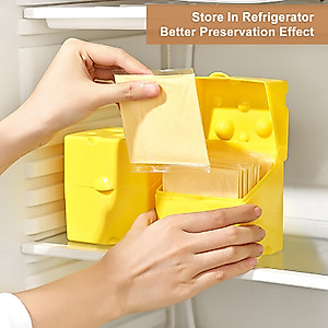 VOSAREA Sliced Cheese Storage Container with Flip Lid Cheese Shaped Sliced Cheese Box Holder Butter Saver Keeper Food Storage Organizer for Fridge Refrigerator Fruit Vegetable (4.13X3.93X3.14in)