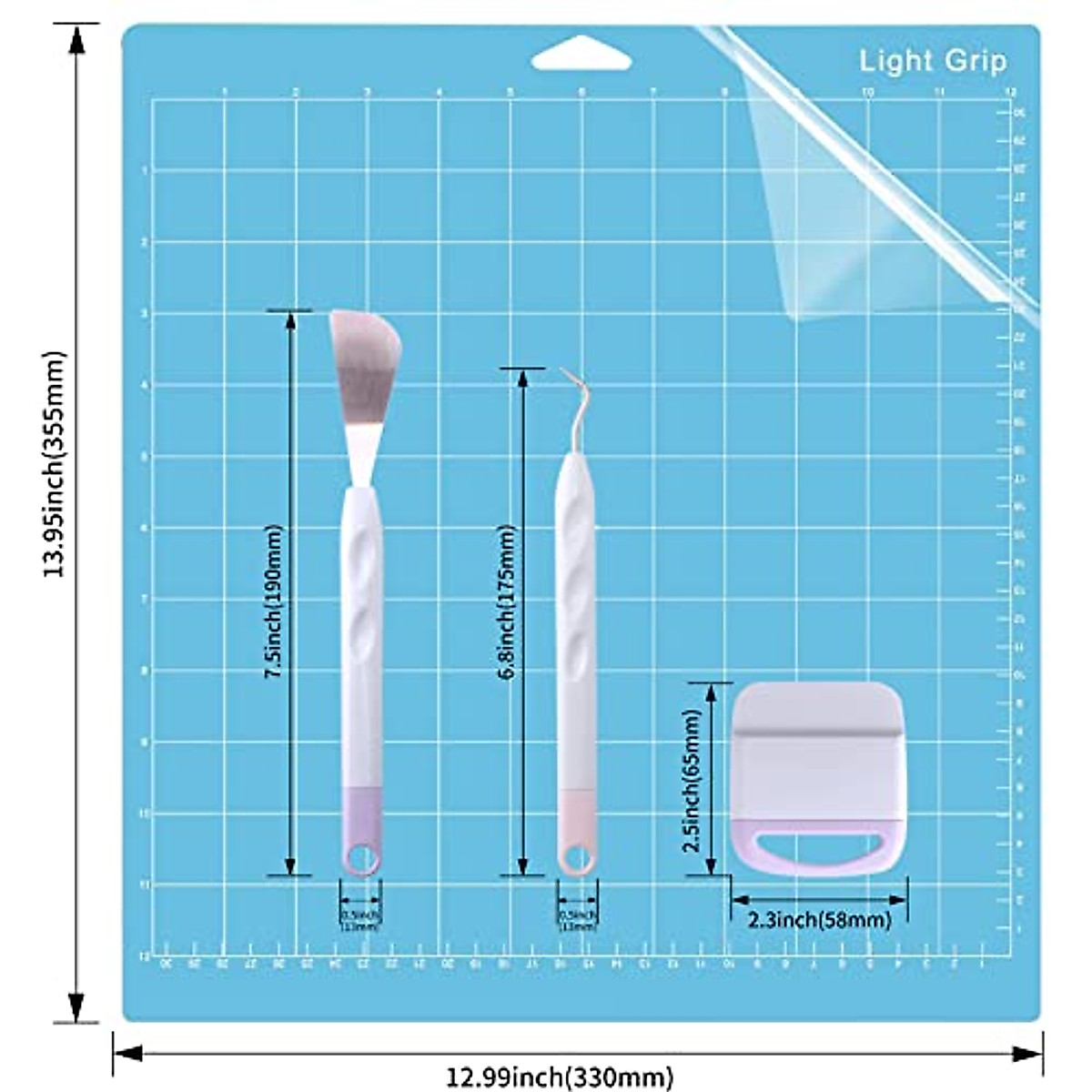 6 Pack Cutting Mats for Cricut, 12x12inch Cutting Mat, Adhesive Cutting Mat, Quilting Cutting Mats for for Art, Textiles, Scrapbooking (StandardGrip, LightGrip, StrongGrip, FabricGrip)
