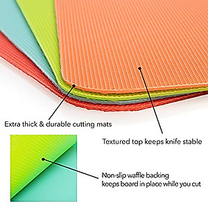 Simply Genius Plastic Cutting Boards for Kitchen - Color Coded Chopping Board Set - Flexible Cutting Mats for Meat & Vegetables - Dishwasher Safe, Non-Slip, BPA Free (4-Pack Multicolor, 8"x11")