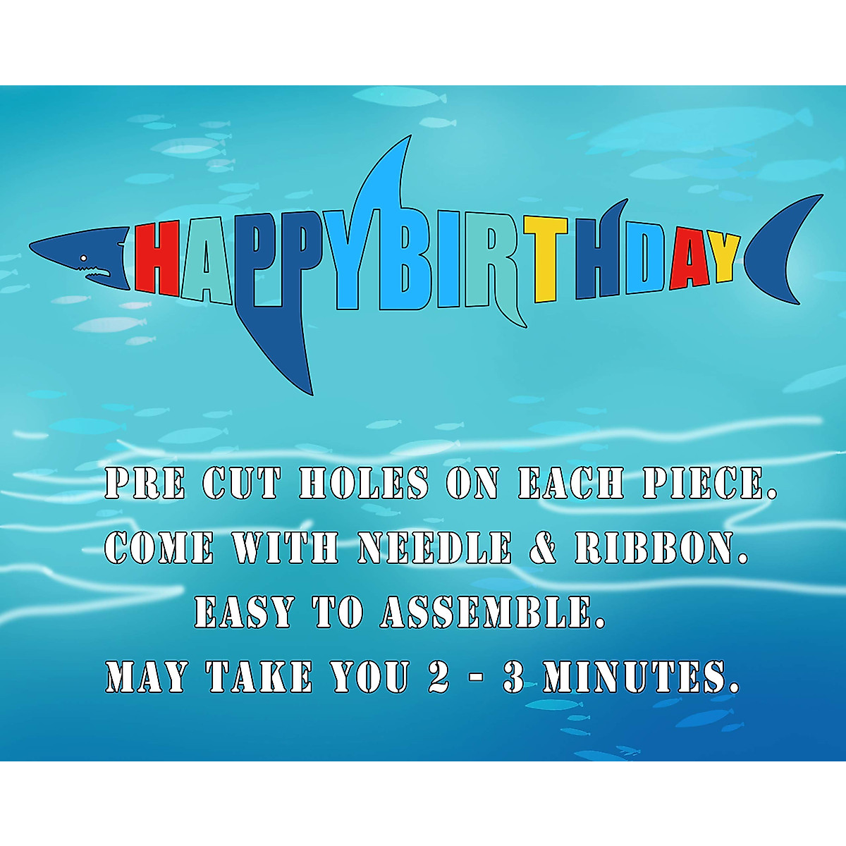 Shark Birthday Banner, Shark Shape Happy Bday Sign, Ocean Beach Under The Sea Theme Party Decoration