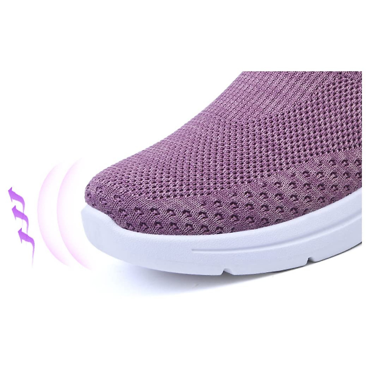 Fenlogft Women's Lightweight Slip-On Walking Shoes - Breathable Athletic Tennis Sneakers with Soft Knitted Fabric for Casual Gym Running Activities of All Ages (S-1 Grey, Numeric_8)