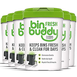 Bin Buddy Fresh Citrus, 450g, Pack of 6, Bin Freshener Deodoriser Powder, Leaves Your Bin Smelling Great, Suitable for Indoor and Outdoor Bins