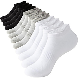 Irisbear Ankle Socks for Women Running Athletic Low Cut Tab Socks Sports No Show Socks 6-Pairs White/Black/Gray