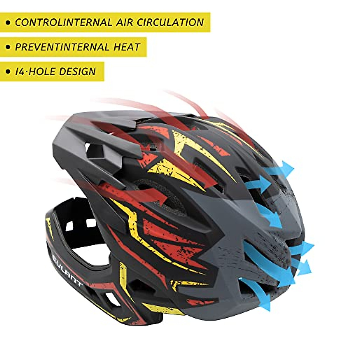 EULANT Kids Full Face Helmet with Chin Guard, Lightweight Kids Bike Helmet, Toddler Cycling Helmet for MTB BMX Skating Scooter, Child Bicycle Helmets,
