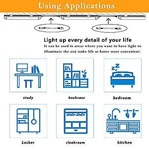 LED Under Cabinet Lighting plug in – ZHIKE (2020 New) Touch Dimmable linkable closet Light for Counter Kitchen Accent Light Natural White 4000K, Tool-Free Install, 9" Length 3-Bars ETL Adapter