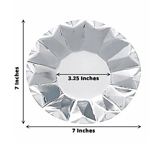Balsa Circle 25 Silver Geometric Round 7 in Metallic Disposable Dinner Salad Paper Plates Party Events Home Tableware Decorations Supplies