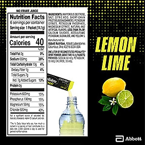 Pedialyte Sport Electrolyte Powder, Fast Hydration with 5 Key Electrolytes for Muscle Support Before, During, & After Exercise, Lemon Lime, 0.49-oz Packets (24 Count)