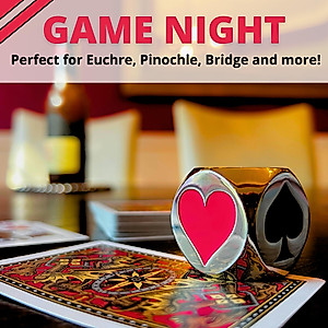 Luck Lab Premium Trump Marker/Indicator - for use with Euchre, Pinochle, Bridge and More - Comes with Black Velvet Storage Bag. (Silver)