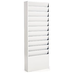 Displays2go File Holder Wall Mount, 11 Tiers, Letter Size, Magnet Receptive Steel - White (JMFF11WHT)